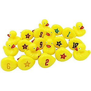 Duck Pond Matching Game Includes 20 Ducks with Numbers and Shapes and 3' x 6" Inflatable Pool, Memory Game, Water Outdoor Game for Children, Preschoolers, Birthday Party, Carnival