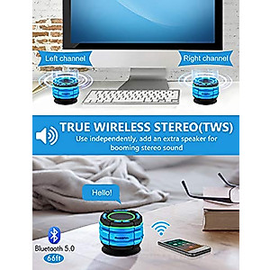 BassPal Bluetooth Speaker IPX7 Waterproof Shower Speakers Bluetooth Wireless Shower Radio with 10W 15 Hours Playtime, TWS, Loud Stereo Sound for Shower Hiking Camping (Blue)