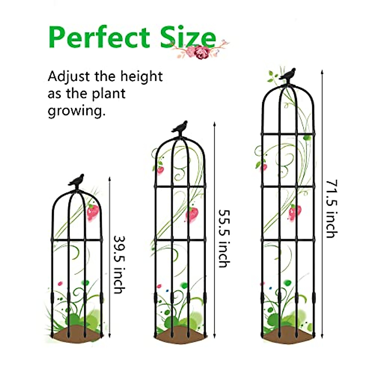 CKE NEW 2 Pack Garden Obelisk Trellis for Climbing Plants Outdoor, 6 FT Tall Rustproof Metal Plant Trellis Support Tower Obelisk Garden Trellis for Potted Climbing Flower Vegetable Vine Indoor Outdoor
