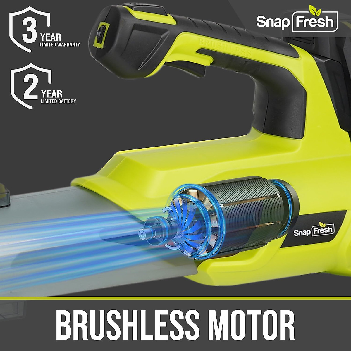 SnapFresh Cordless Leaf Blower - 550CFM Electric Leaf Blower Cordless with 4.0 Ah Battery and Fast Charger - 20V Lightweight Leaf Blower for Yard and Garden, Battery Operated Blower for Lawn Care