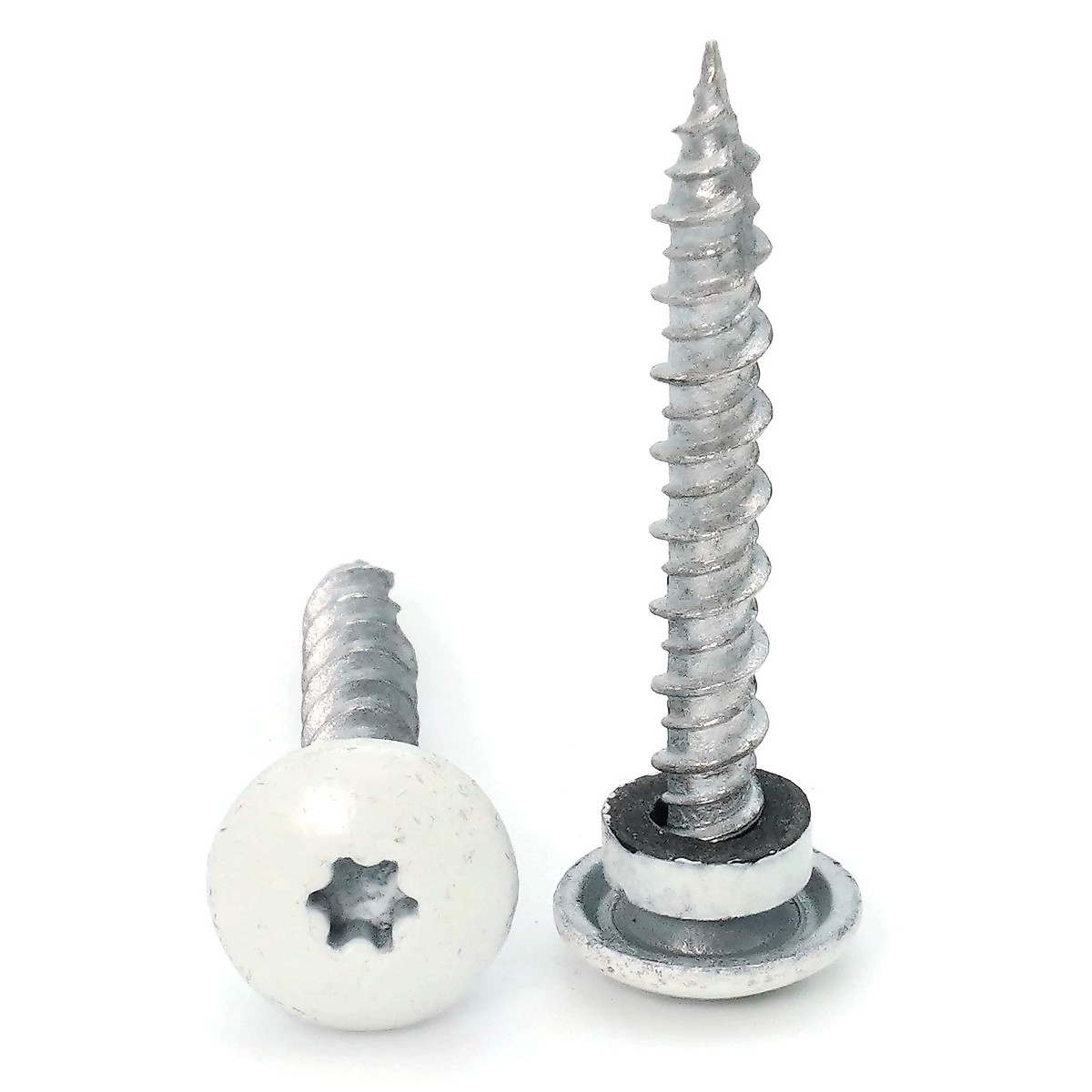 Low Profile Mechanical Galvanized Roofing Screws White Finish - #10 x 1" Qty 250