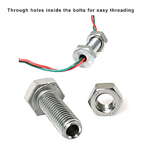 PZRT 2pcs Cylindrical Hollow External Hexagon Screw 304 Stainless Steel Lamp Threading Screws Through Hole Bolt M6x20