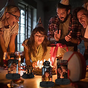 KEKERORA 8PCS Rip 20s Birthday Honeycomb Centerpiece 30th Birthday Photo Table Centerpiece Party Decoration Set Gothic Death to My Twenties Table Toppers Centerpieces for Funeral 30th Bday Men Women