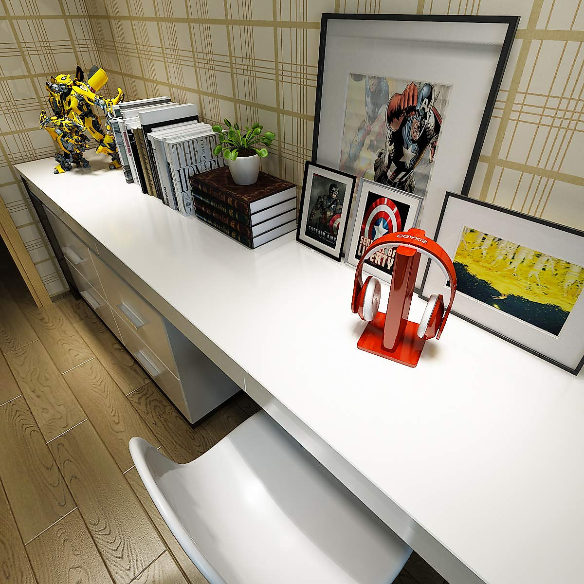 Yenhome Glossy White Adhesive Vinyl Cabinet Liner 24" x 118" Waterproof Self Adhesive Drawer and Shelf Liner for Kitchen Cabinets Removable Peel and Stick Wallpaper for Furniture Wardrobe Renew