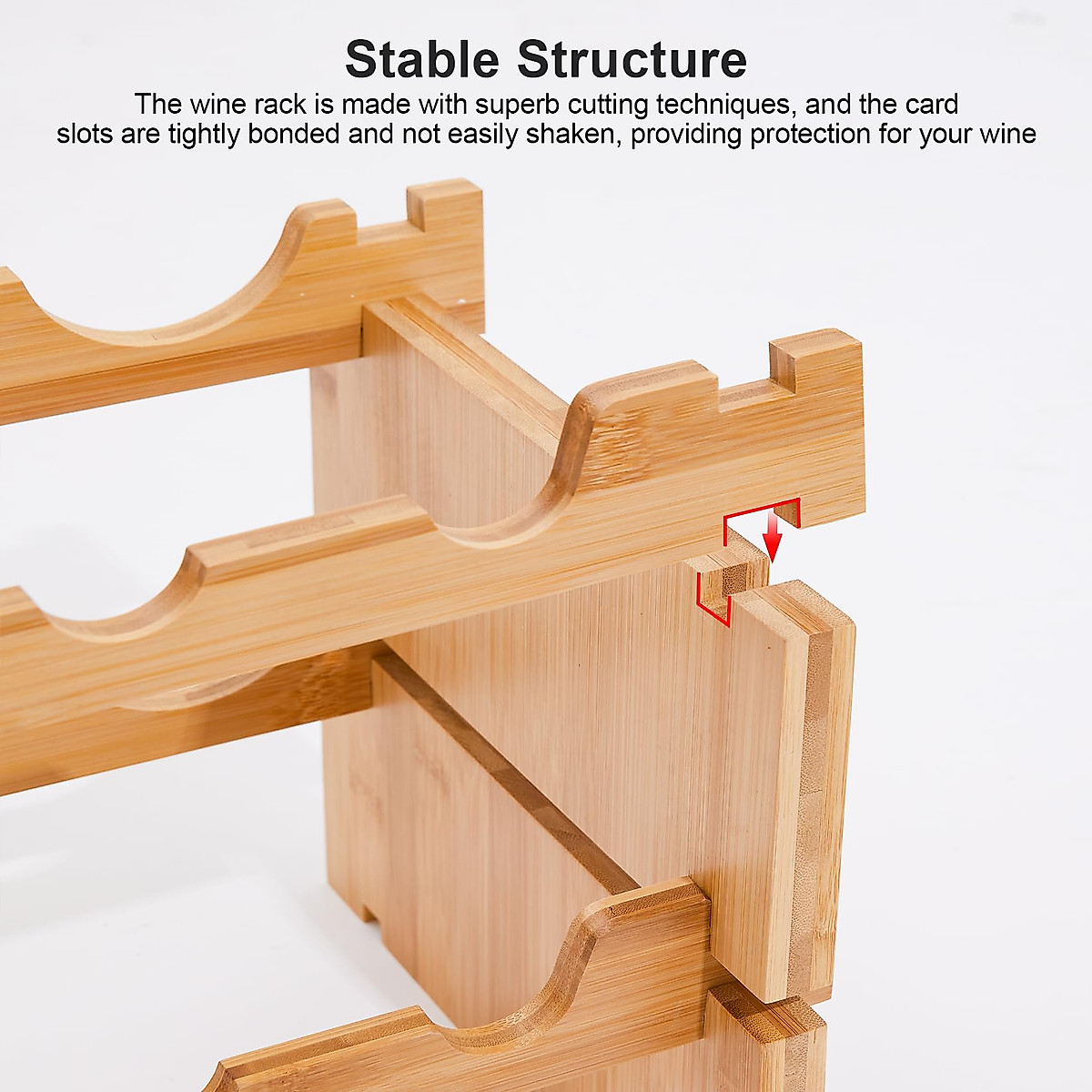 Ekomx Stackable Modular Wine Rack, 36 Bottle Freestanding Storage Bamboo Wine Holder Display Shelves, Sturdy and Durable, Wobble-Free, Perfect for Bar, Wine Cellar, Basement, Cabinet, Pantry(9x4 Rows)