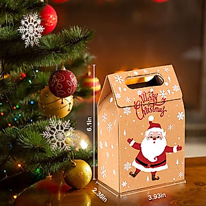 JOICEE Christmas Kraft Paper Gift Boxes 24pcs Xmas Goodies Treat Candy Bags Boxes for Christmas Party Favor