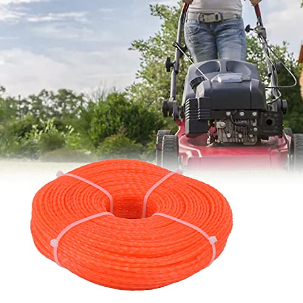 Alvinlite Trimmer Line Nylon String Trimmer Line Lawn Mower Accessories 2.4mm 120m Orange for Garden Lawn