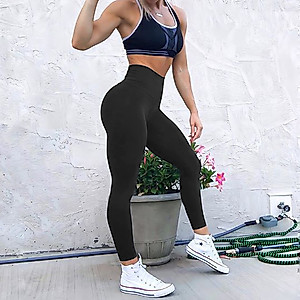 MOOSLOVER Women Seamless Butt Lifting Leggings High Waisted Tummy Control Yoga Pants(M,#1 Black)