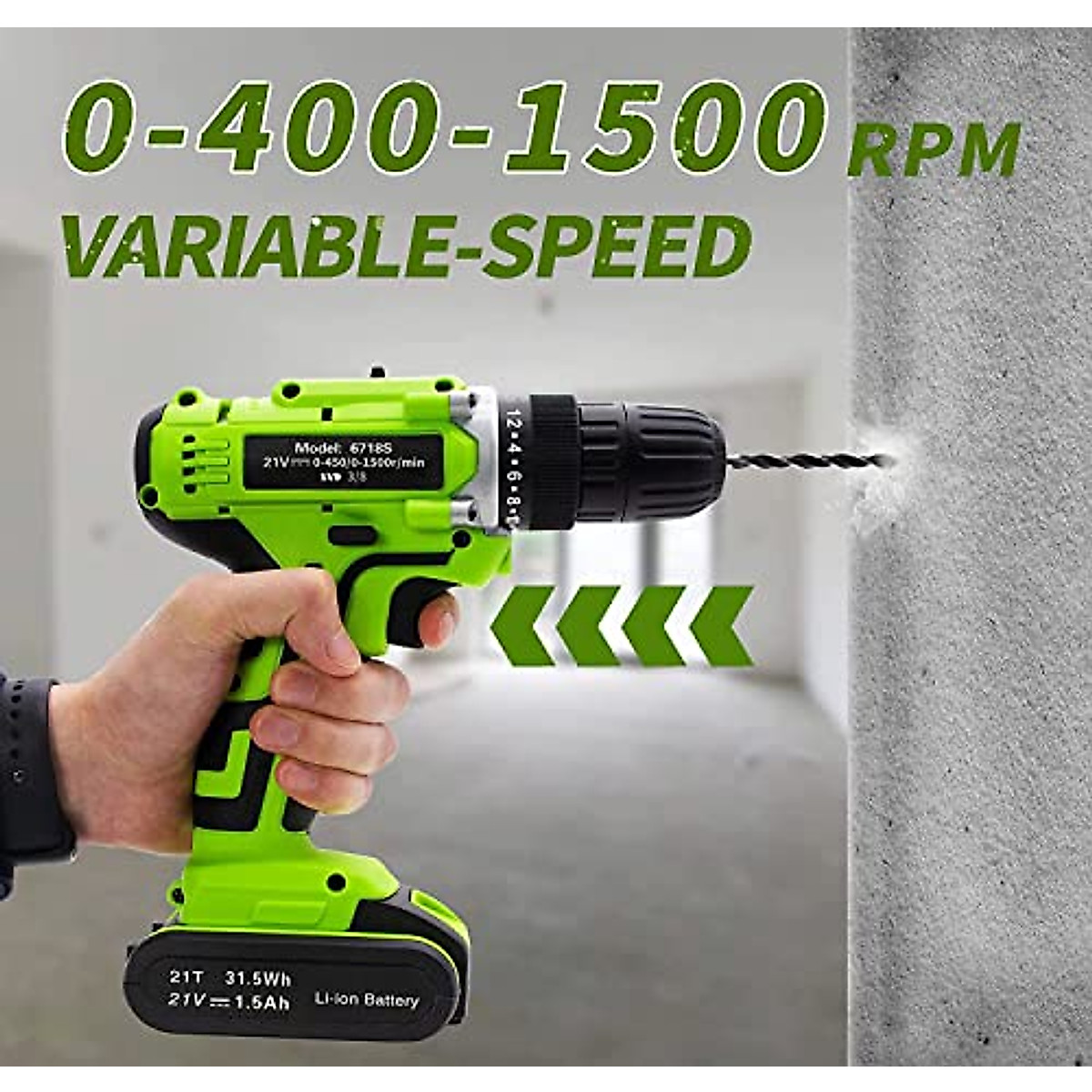 Aokia Cordless Weed Wacker Set: 12V Electric Driver Tool Kit String Trimmer 3/8-Inch Keyless Chuck 1500rpm Variable Speed Cutting Wall Wood Metal 43pcs Wacker Bit