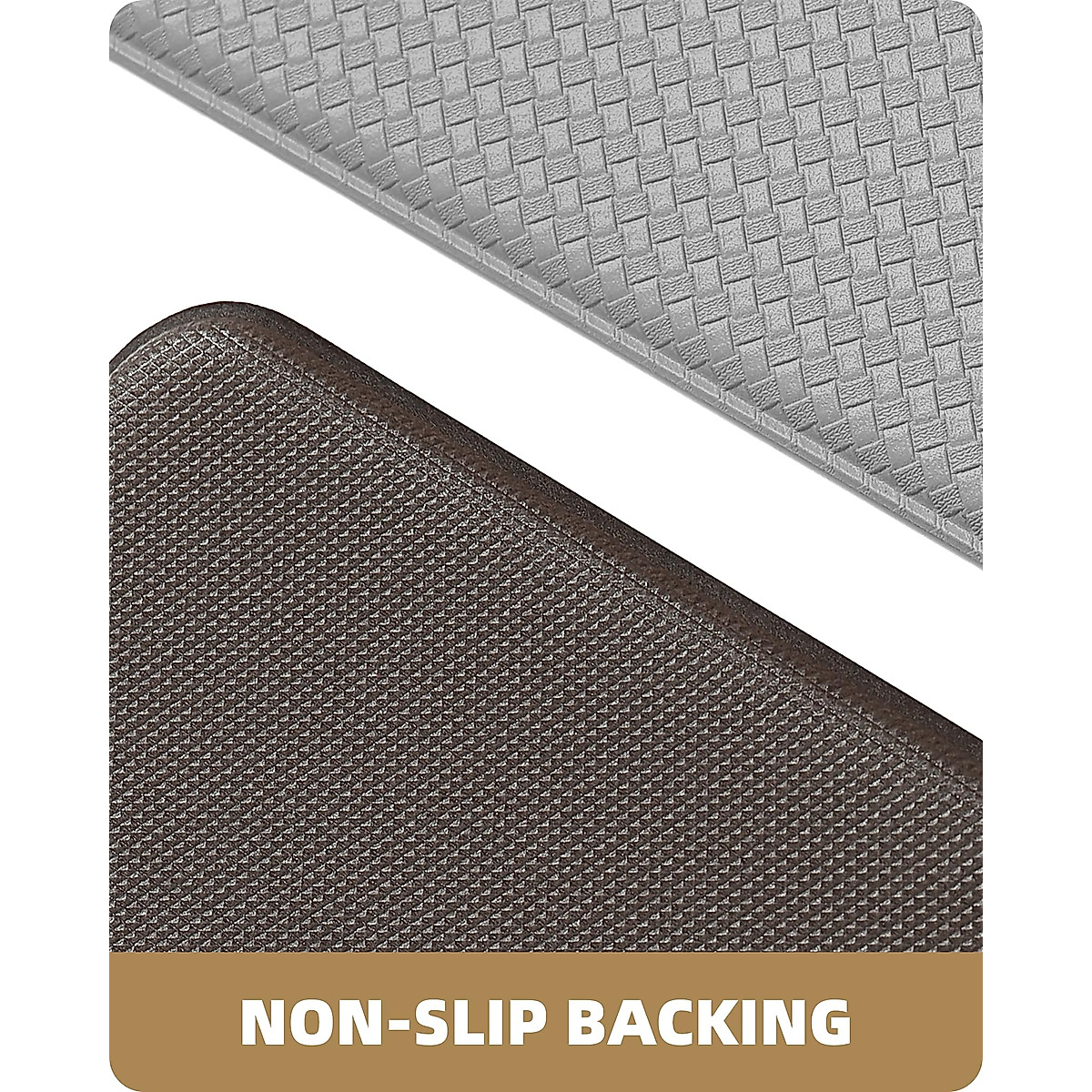 Color G Kitchen Rugs, Runner Cushioned Anti-Fatigue, Non Skid Waterproof Comfort Standing Floor Mats, Memory Foam, 17"x59", Grey