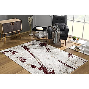 RUG BRANCH Cascade Contemporary Coastal Red Beige Indoor Area Rug for Living Room, Bedroom, Dining Room, and Kitchen - 8' x 10' (7'9" X 10'9")