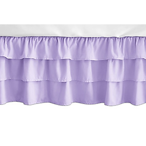 Sweet Jojo Designs Solid Lavender Girl Ruffled Tiered Baby Crib Bed Skirt Dust Ruffle for Pink and Purple Butterfly Collection