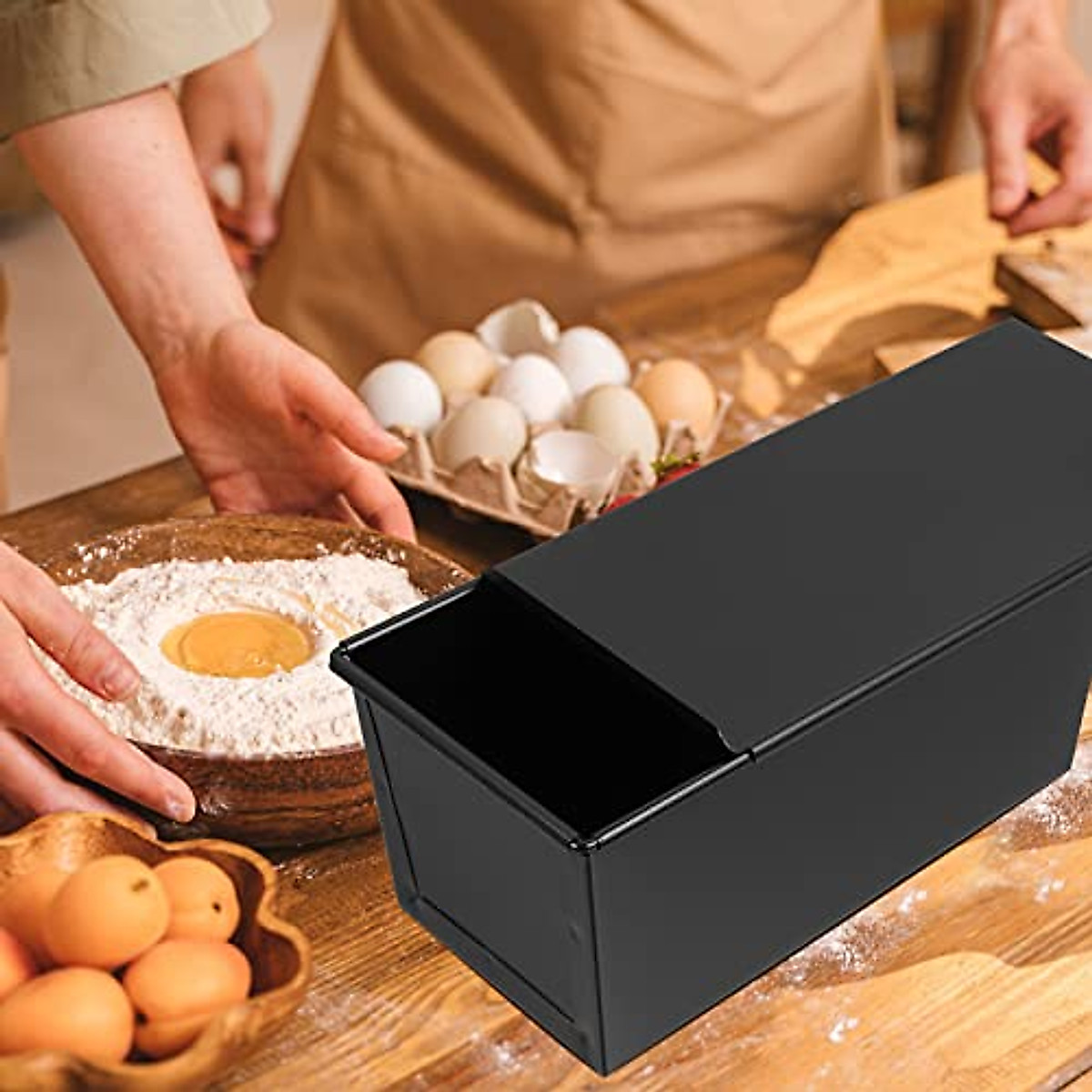 Healifty Pan with Lid Pullman Loaf Pan Carbon Steel Loaf Pan Toast Mold With Cover For Bakeware Bread, Baking Tools Bread Mold Toast For Oven Baking Pullman Loaf Broiler Pan for Oven
