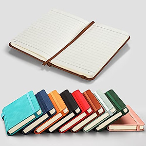 RETTACY Pocket Notebooks,2-Pack Small Notebook Hardcover Mini Journal with 312 Pages,100gsm Thick Lined Paper with Inner Pockets & Page Numbering,3.5" x 5.5"