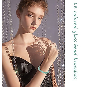 SAMOCO 18Pcs 8mm Beaded Stretch Bracelet Handmade Round Glass Bracelet for Women Multicolor Matte Beads Elastic Bracelet