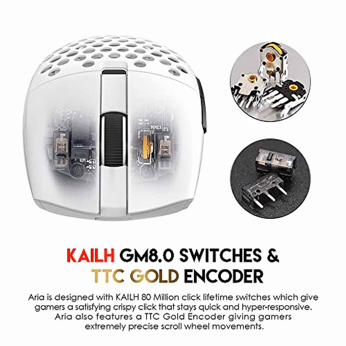 Fantech ARIA XD7 Wireless Gaming Mouse - Pixart 3395 Gaming Sensor 26000 DPI, KAILH GM8.0 Switches, Super Lightweight 59 Grams and Ambidextrous Egg Shape, 3-Mode Connectivity, White