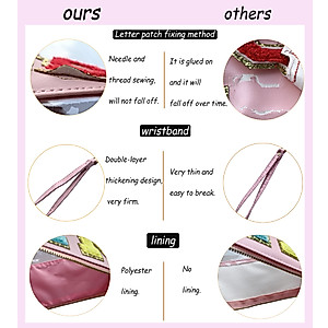 HAIBOLAN Chenille Letter Clear Bag Purse Transparent Waterproof Cosmetic Makeup Travel Patch Pouch for Women Girl Teens Ladies (small-snacks)