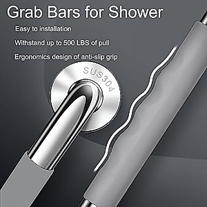 Bathroom Grab Bars for Shower, Miaeowve 12 Inch Grab Bars for Bathtubs and Showers Stainless Steel Anti-Slip Shower Handle for Elderly, Senior, Handicap and Pregnant Women