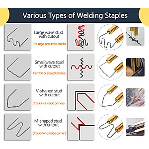 Plastic Welder Staples, 1200 pcs Hot Staples Plastic Repair Kit, Welding Hot Staples Wave, Corner & Flat for Repair Car Bumpers Hot Stapler Staples - Plastic Weld Hot Staples (0.8 0.6mm)
