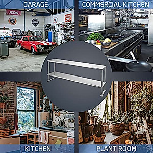 Profeeshaw Stainless Steel Overshelf for Prep & Work Table 12” x 72” NSF Commercial Adjustable Double Shelf 2 Tier for Restaurant, Bar, Utility Room, Kitchen and Garage
