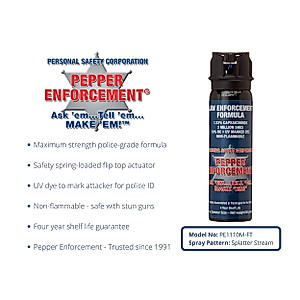 Pepper Enforcement PE1110M-FT Splatter Stream Pepper Spray 2 Pack - Maximum Strength 10% OC Formula - Emergency Self Defense Personal Protection Safety (2-Pack Stream Pepper Spray)