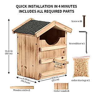 Owl House Prebuilt Owl Box for Outside Screech Owl House with Bird Stand Houses Owls & Kestrels Large Handmade Wooden Rectangular Opening Bird Box with Mounting Screws Easy Assembly