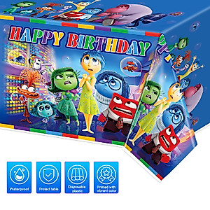 lalamia Inside Birthday Party Decorations, Blue Cartoon Party Tablecloth Supplies, Happy Birthday Party Decorations, Cartoon Tablecloth Supplies for Birthday Party