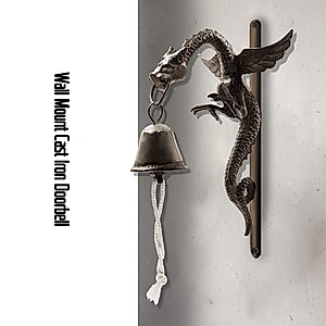 DreamsEden Wall Bell, Iron Dragon Sculpture Doorbell for Front Door Garden Farmhouse Wall Decor Art