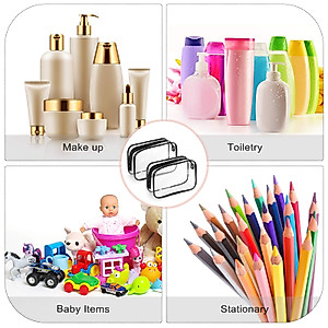 Weewooday 12 Pieces Clear Cosmetics Bag PVC Zippered Clear Toiletry Carry Pouch Cosmetic Makeup Bag Waterproof Makeup Vinyl Plastic Organizer Case for Vacation Bathroom(Black,Medium)