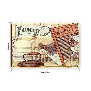 Fesy Laundry Washboard Metal Signs,Laundry Room Decor Laundry Sign Farmhouse Sign 8x12inches