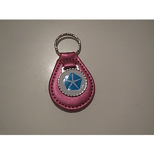 NEWPORT NEW YORKER 300 LEBARON LHS LASER WHITE LOGO LEATHER KEYCHAIN - MAGENTA