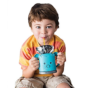 InchBug MyDrinky Pouch Holder No Squeeze, Reusable Drink Holder for Kids, Toddler and Babies | BPA-Free & Squeeze-Proof Cup Holder for Juice Boxes, Food Pouches | Dishwasher Safe, 2-Pack Lime/Aqua