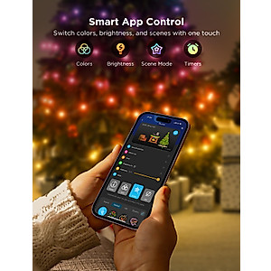 Govee 66ft String Lights, Smart RGBIC Rope Lights Indoor with 99+ Preset Scene Modes, IP65 Waterproof Christmas LED Lights Outdoor, Sync with Music, Works with Alexa, Holiday Home Party Decoration