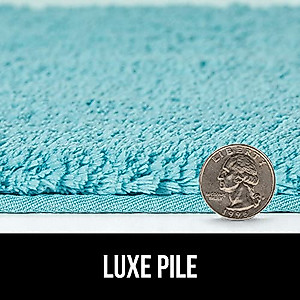 Gorilla Grip Premium Luxury Bath Rug, Absorbent, Soft, Thick Shag, Bathroom Mat Rugs, Machine Wash, Microfiber Dries Quickly, Mats for Bath Room, Shower, Bathtub and Spa Floors, 24x17, Spa Blue