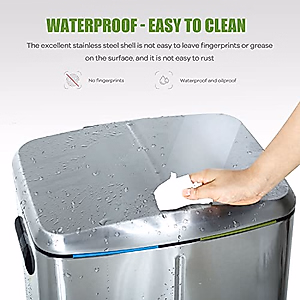 NChanmar Trash Can, Dual Trash Can for Recycling 40L/10 Gallon Stainless Steel Garbarge Can Foot Pedal Metal Trash Can with Lid Rubbish Bin for Home Office