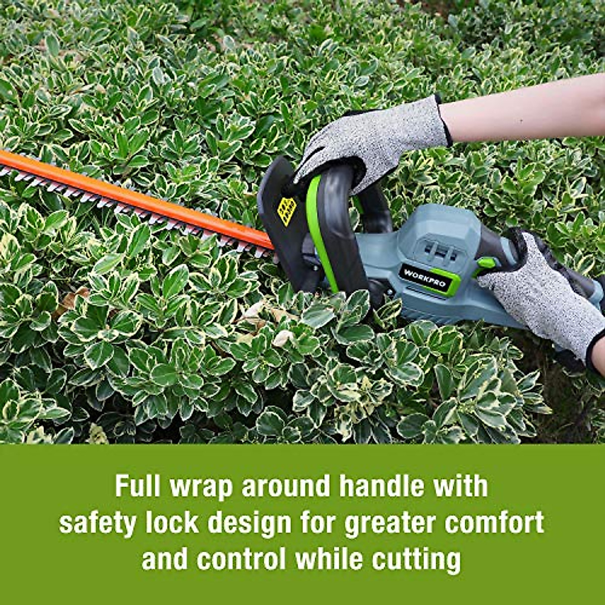 WORKPRO 20V Cordless Hedge Trimmer, 20" Dual Action Blades Electric Gardening Trimmer, 2.0Ah Battery 1 Hour Quick Charger Included, Great Garden Gifts