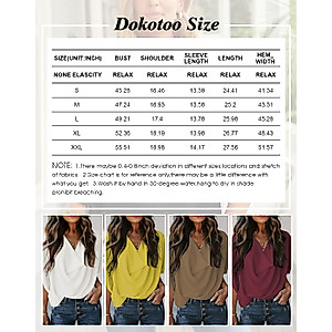 Dokotoo Womens Blouses and Tops Summer Short Sleeve V Neck Solid Color Ladies Wrap Draped Front Business Casual Fashion Chiffon Shirts Dressy Tops for Women Work Spring Clothes 2023 Apricot Medium