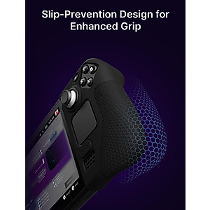 JSAUX Silicone Grip Protection Case Compatible with Steam Deck OLED/LCD, Steam Deck Grip, Steam Deck GripSkin, GripArmor Silicone Sleeve Set (one Left and one Right) - GP0016 Black