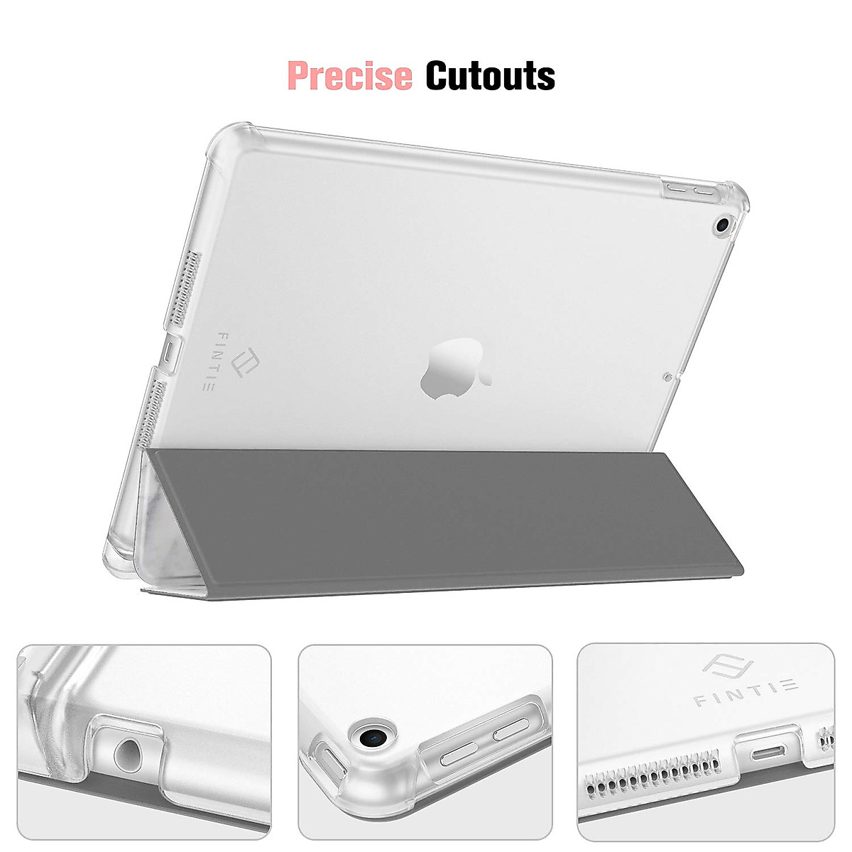 Fintie Case with Pencil Holder for iPad 9th / 8th / 7th Generation (2021/2020/2019) 10.2 Inch - Slim Shell Hard Case with Translucent Frosted Stand Back Cover, Auto Sleep/Wake, Marble White