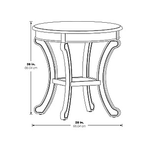 OSP Home Furnishings Vermont Hand Painted Round Accent Table with Traditional Style, Antique Grey Stone