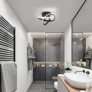 DAXGD Modern LED Ceiling Light 22W Spiral Design Ceiling Lighting Fixtures 6000K Cool White Light Ceiling Lamps for Corridor Aisle Hallway Balcony Bedrooms Kitchen Office (Black)