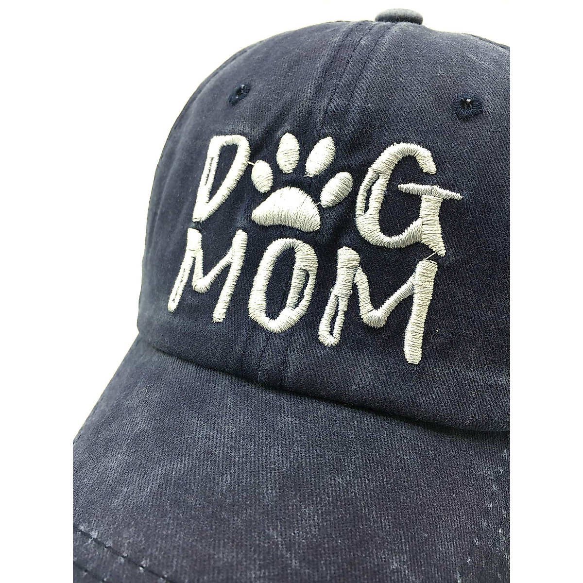 Waldeal Dog Mom Ponytail Hat, Gifts for Dog Lovers, Adjustable Embroidered Messy Bun Ponycap Navy