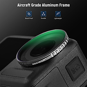 NEEWER ND Filter Set Compatible with DJI Osmo Action 4, 4 Pack ND8 ND16 ND32 CPL Polarizer Neutral Density Filters Kit Action Camera Lens Accessories, Multi Coated HD Optical Glass/Aluminum Frame