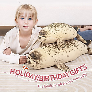 FFxiong 22" Chubby Blob Seal Pillow Stuffed Animal Plush Toy Cute Soft Body Seal Large Ocean Animals Toys, Valentine Birthday Gift for Kids Boy Girl