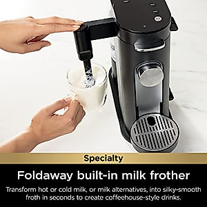 Ninja PB051 Pods & Grounds Specialty Single-Serve Coffee Maker, K-Cup Pod Compatible, Built-In Milk Frother, 6-oz. Cup to 24-oz. Travel Mug Sizes, Black