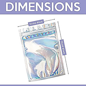 SPACE SEAL 100 Pieces Ziplock Resealable Holographic Bags - 4x6 Inches Smell Proof for Packaging, Aluminium Foil Bags with Rainbow Color Pouch