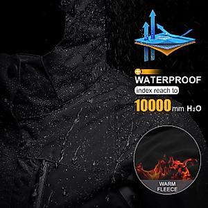 CAMEL CROWN Women's Waterproof Ski Jacket 3 in 1 Winter Coat Windbreaker Snowboard Jackets for Rain Snow Outdoor Hiking Black S