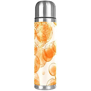 Stainless Steel Leather Vacuum Insulated Mug Bubbles Thermos Water Bottle for Hot and Cold Drinks Kids Adults 16 Oz