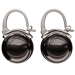 Lova Jewelry Pearl Drop Stud Earrings Huggie Hoop Golden-tone Earrings for Women, ideal bridal, work, party, dress, holidays (Black)