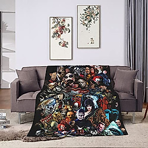 Halloween Horror Movies Throw Blanket Super Soft Flannel Air Conditioning Blanket for Couch Sofa Chair Office Travelling Camping Gift in All Seasons,50×40inch